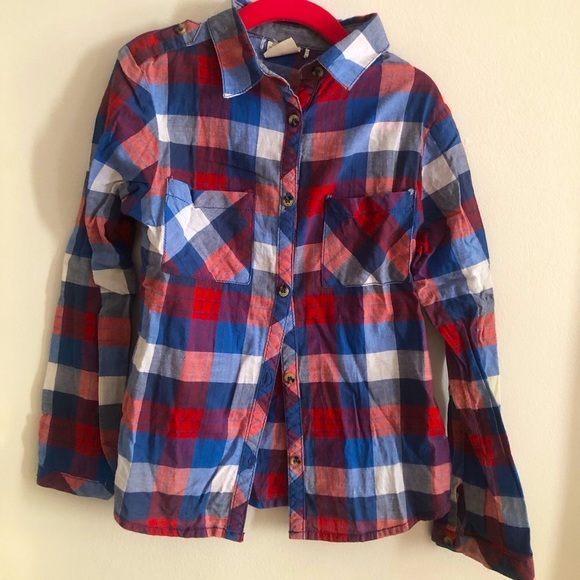Zara | Shirts & Tops | Zara Kids Red White And Blue Plaid Buttonup Shirt | Poshmark